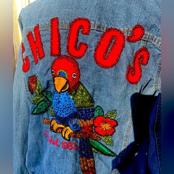 Chico's | Jackets & Coats | Vintage Chicos 983 Embroidered Parrot Jean ...